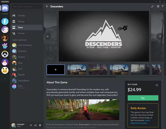 Discord Store terá venda de jogos em acesso antecipado